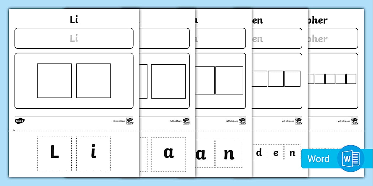 Editable Name Building Worksheet (teacher made) - Twinkl