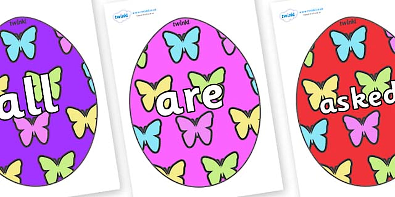 Tricky Words on Easter Eggs (Butterflies) (teacher made)