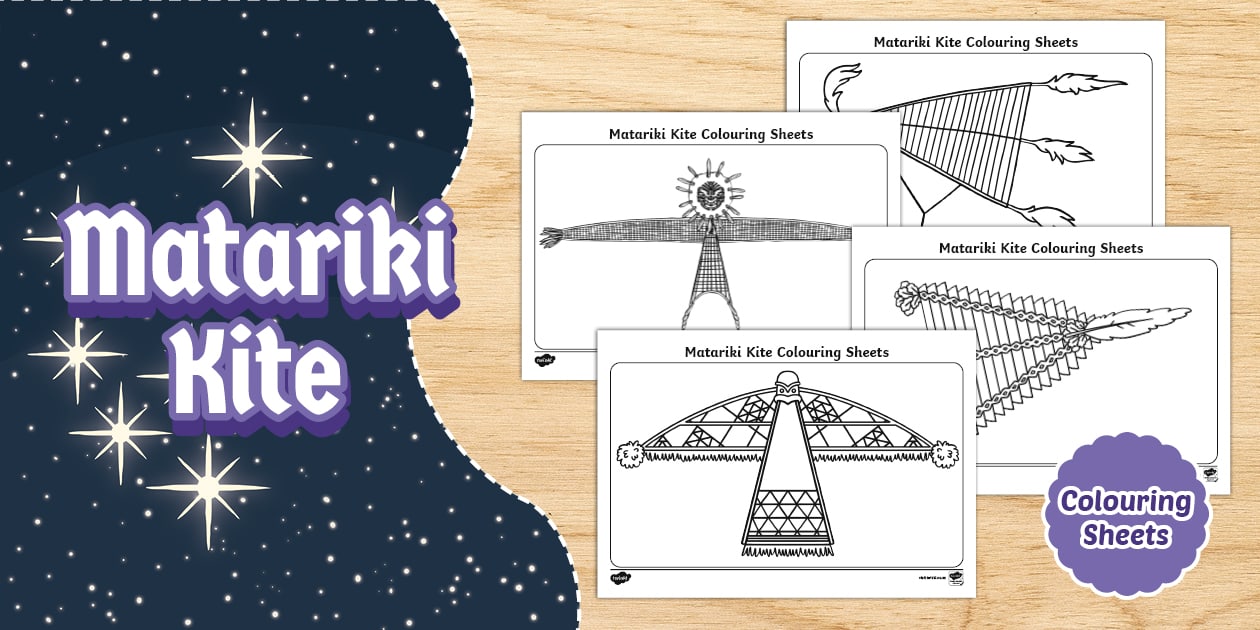 Matariki Kite Colouring Sheets