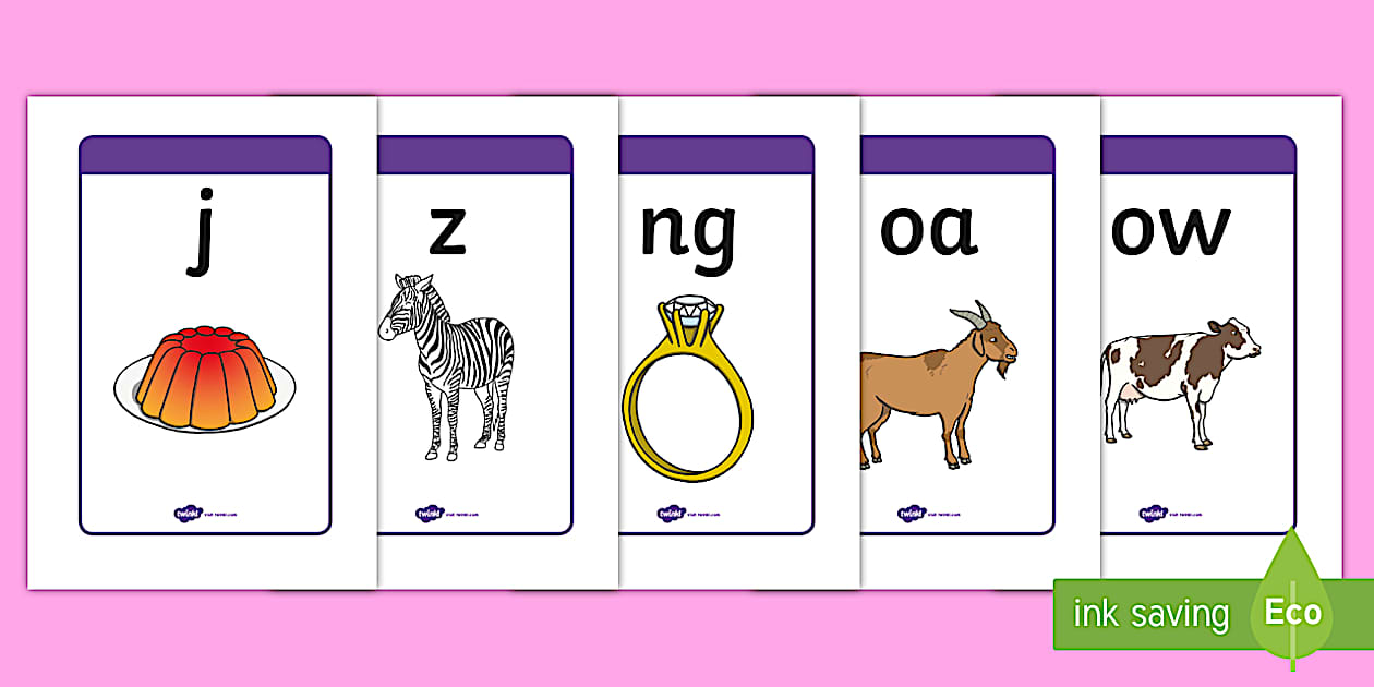 Cursive Phase 3 Mnemonic Flash Cards (A4) - Twinkl