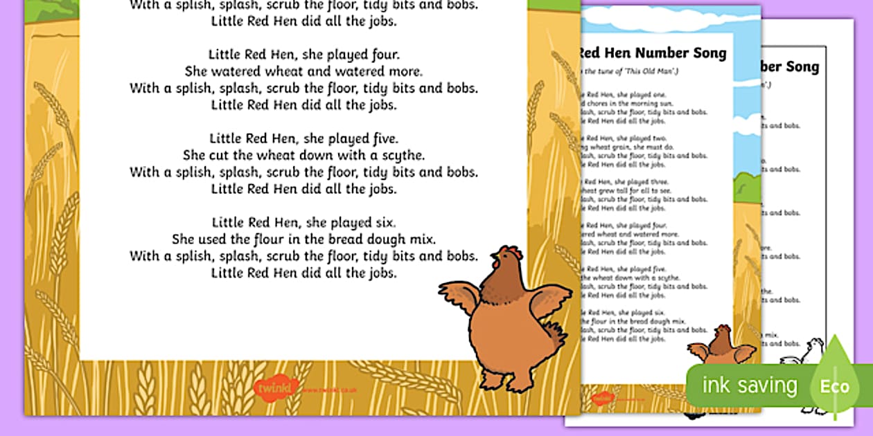 The Little Red Hen Number Song (teacher made) - Twinkl