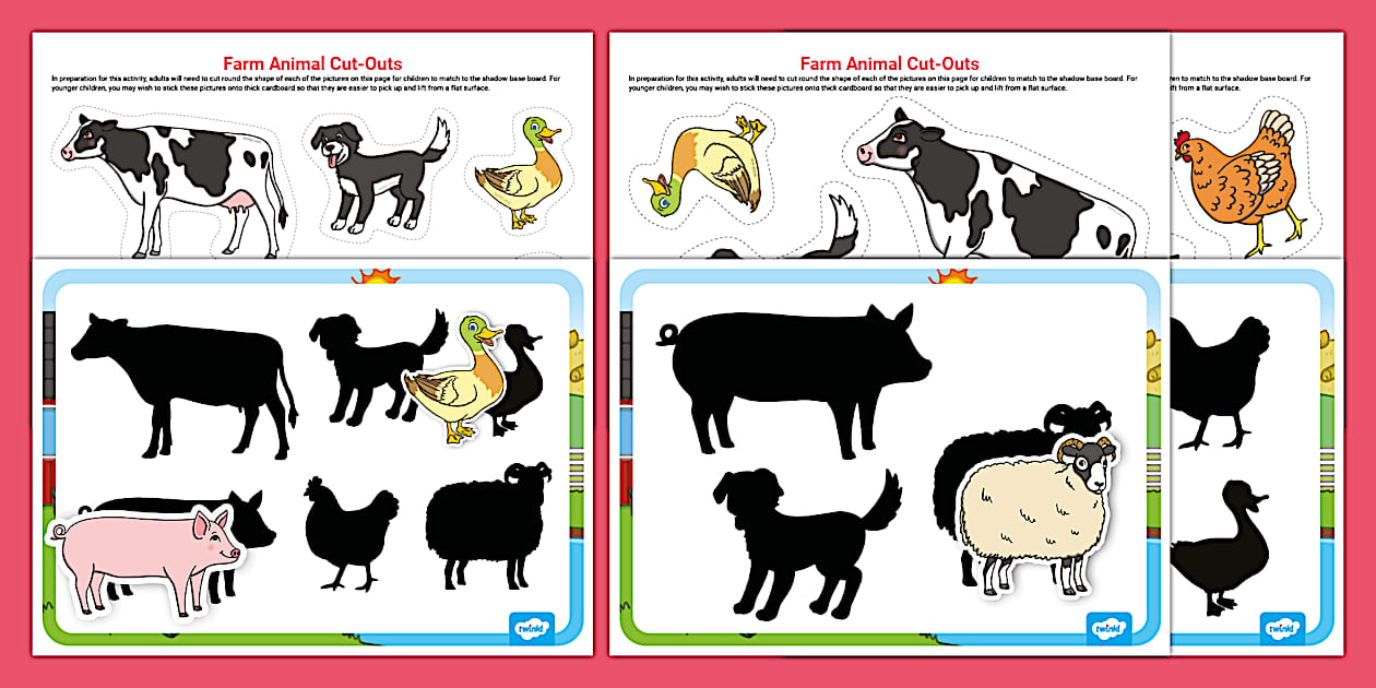 Farm Animals Picture and Shadow Matching Activity | Twinkl