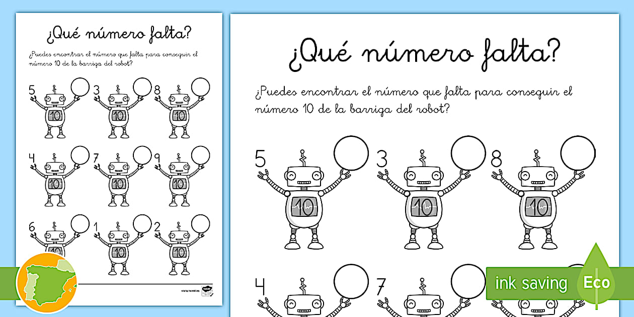 Ficha de actividad: ¿Qué número falta? (teacher made)