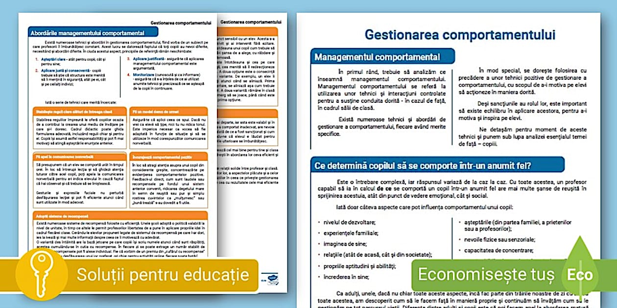 Gestionarea comportamentului – Soluții pentru educație