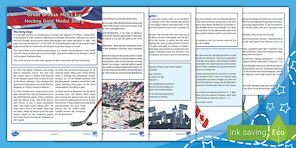 Great Britain Men's Ice Hockey Gold Medal Story - Twinkl