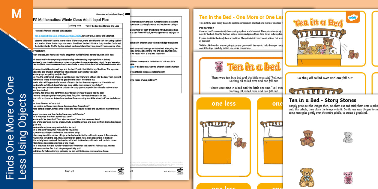 Kindergarten Maths Ten in the Bed Comparison Plan and Resource Pack