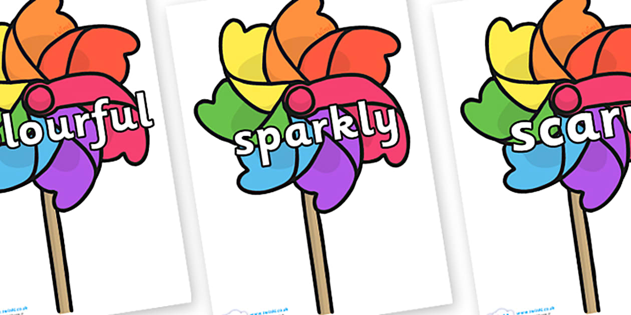 Wow Words on Beach Windmills (teacher made) - Twinkl