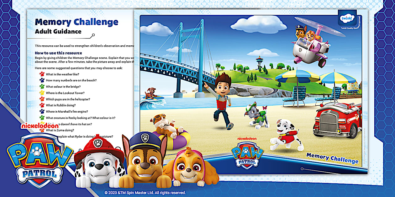 FREE! - PAW Patrol: Memory Challenge Card Activity - Twinkl