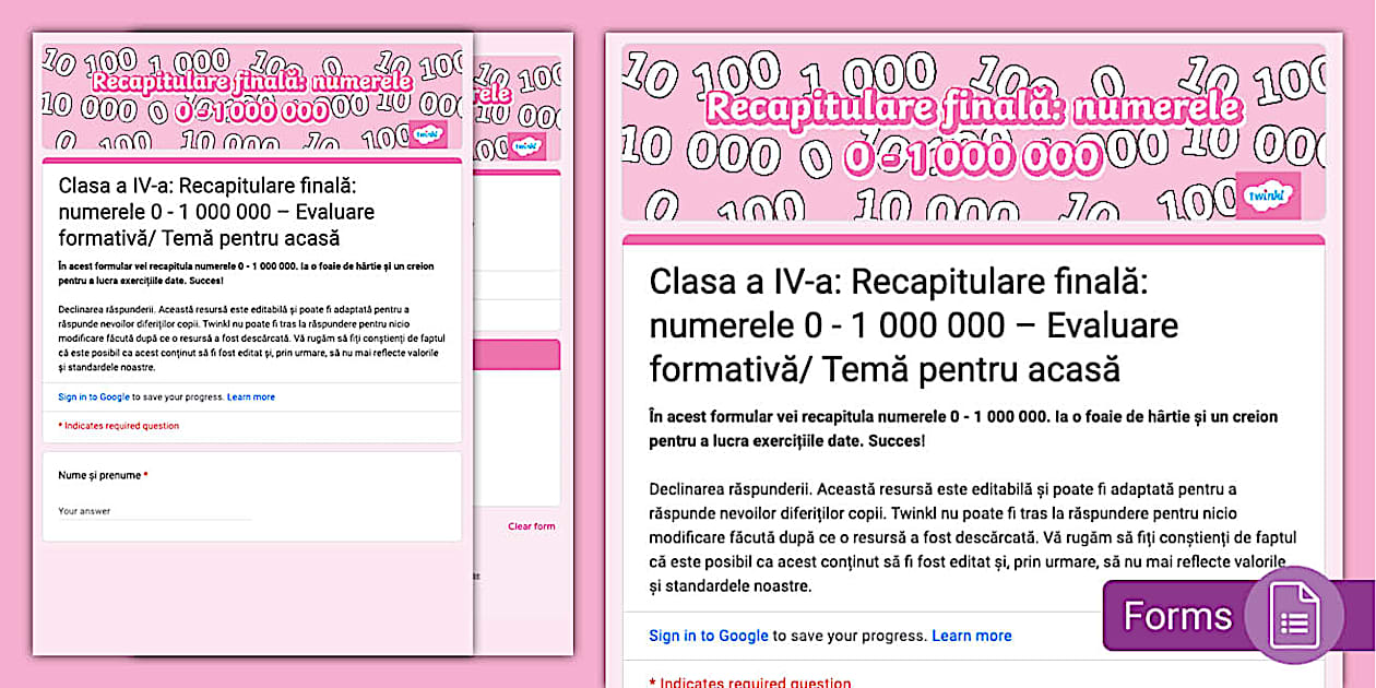 Recapitulare finală Numerația Clasa 4 Evaluare formativă