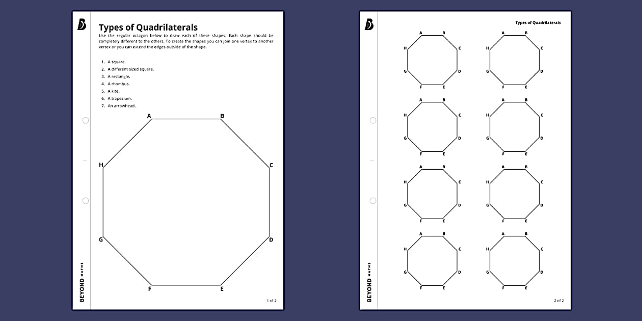 👉 Draw the 6 Different Types of Quadrilaterals on an Octagon | KS3