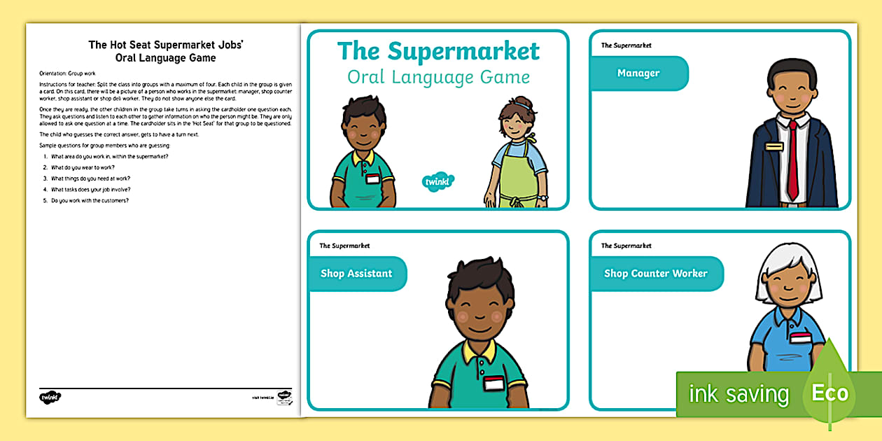 The Supermarket Hot Seat Oral Language Role Play Language Cards