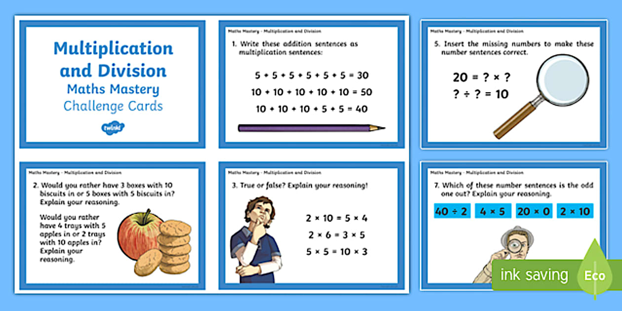 Multiplication and Division Maths Mastery Challenge Cards