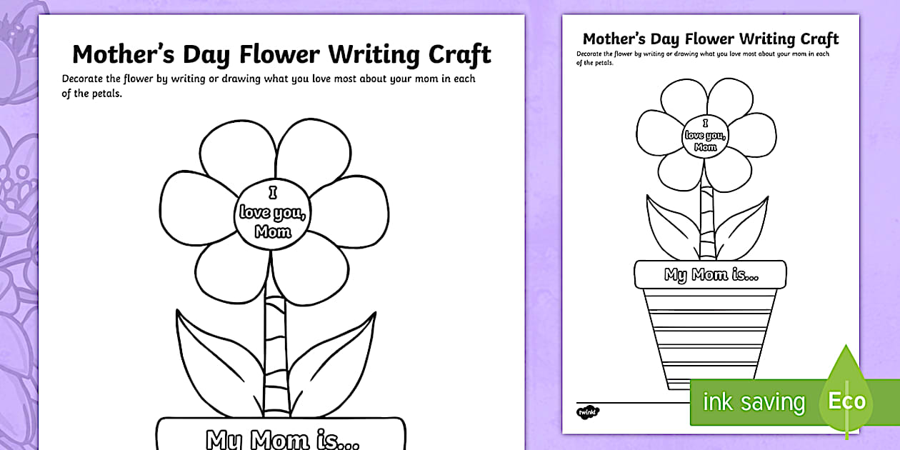 Mother's Day Flower (Mom) Worksheet (teacher made) - Twinkl