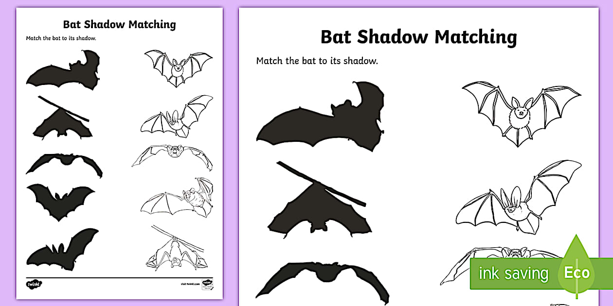Bat Shadow Matching Worksheet / Worksheet - Twinkl