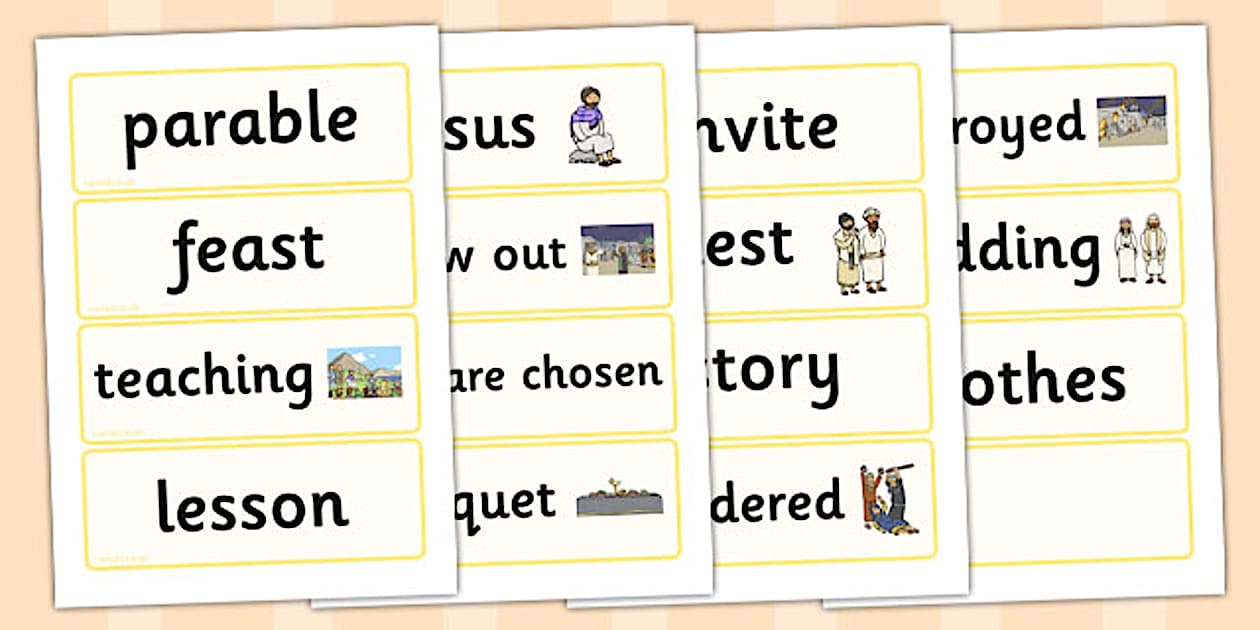 Cursive The Wedding Feast Word Cards (teacher made) - Twinkl