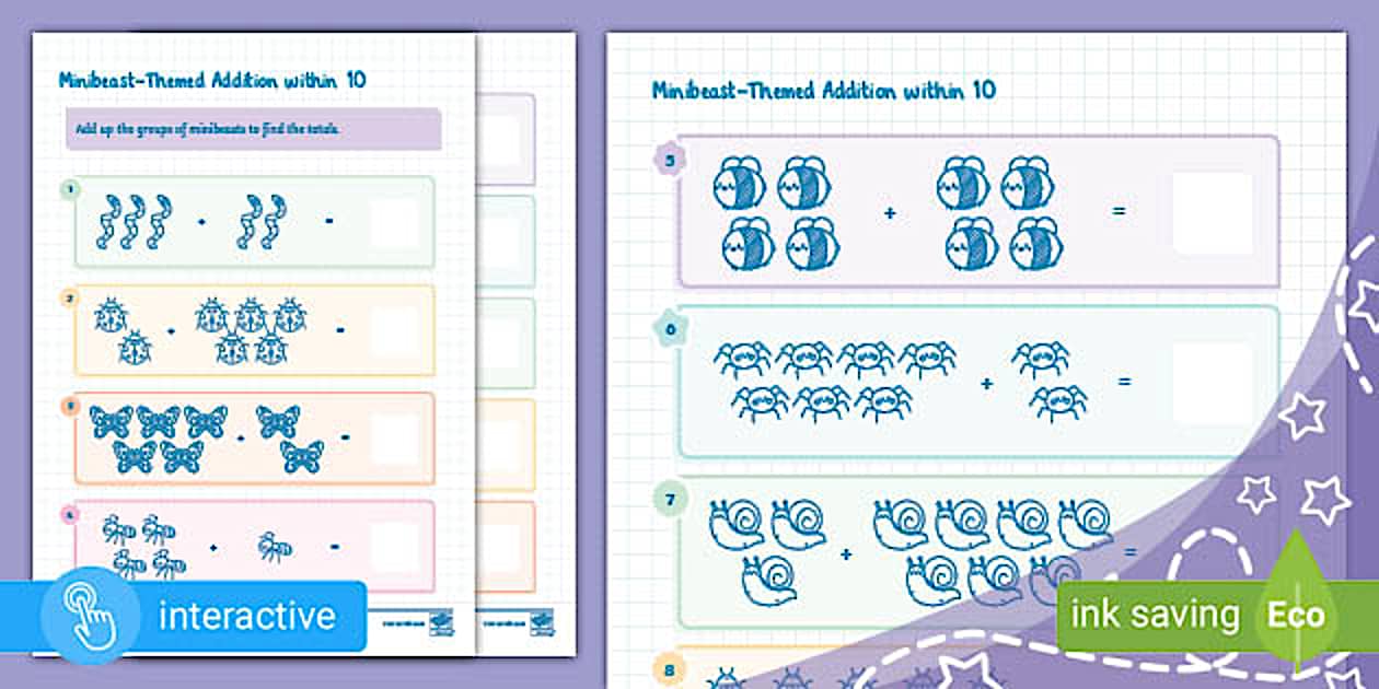 👉 Minibeast-Themed Addition within 10 (Ages 5 - 6)