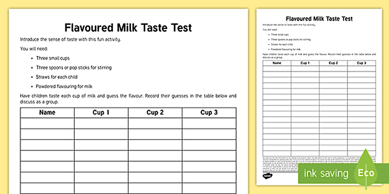 Milk Taste Test Step-by-Step Instructions (teacher made)