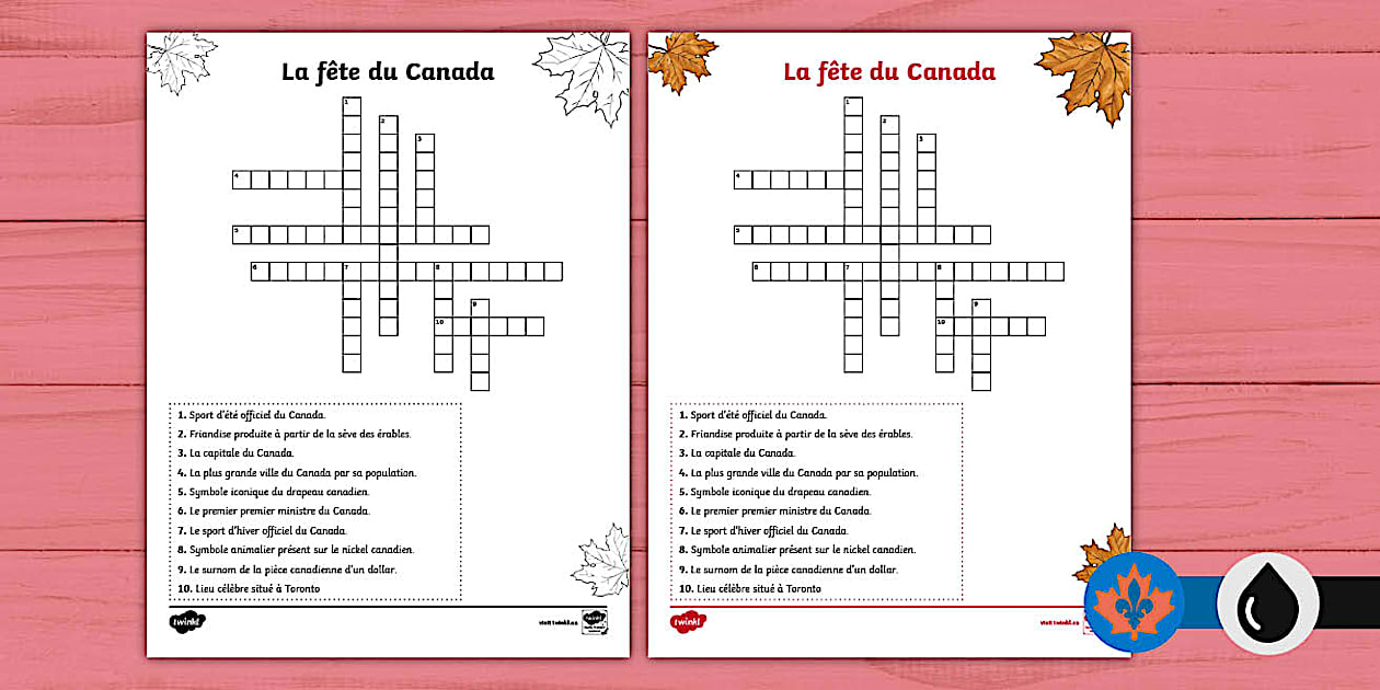 Canada Day Crossword French (teacher made) - Twinkl