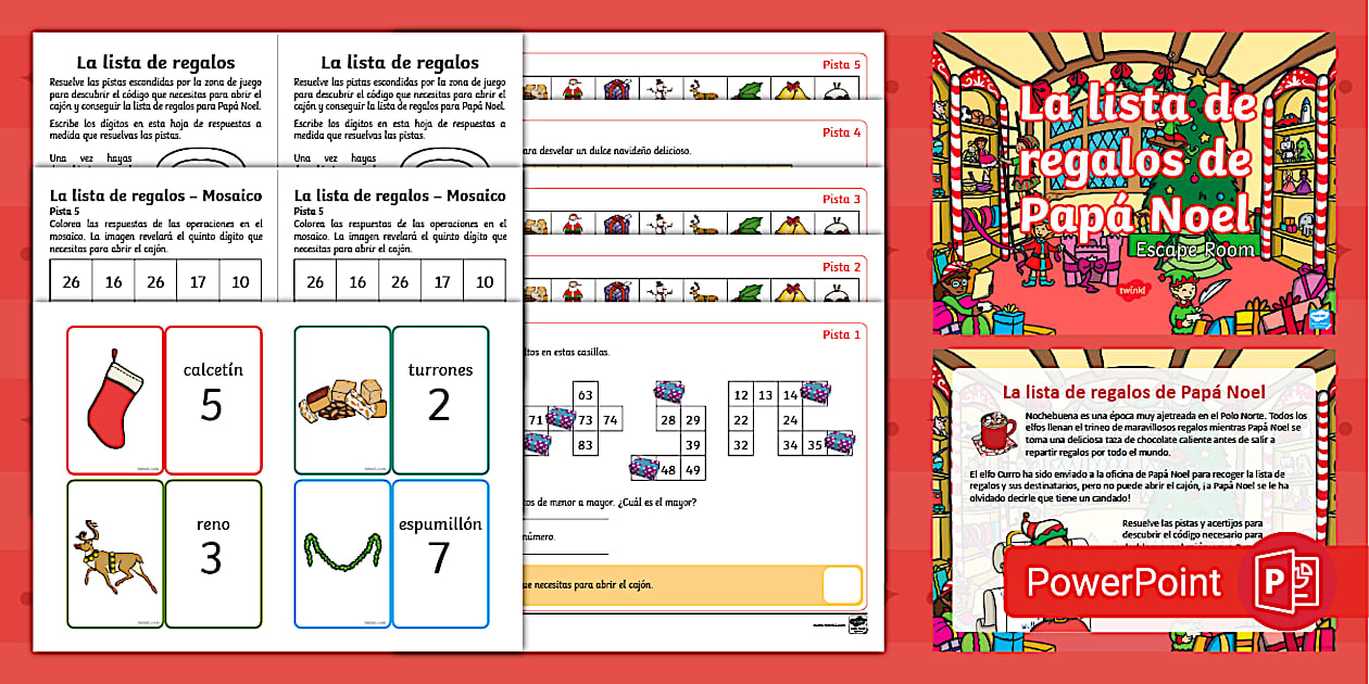 Escape Room: La lista de regalos de Papá Noel - Twinkl
