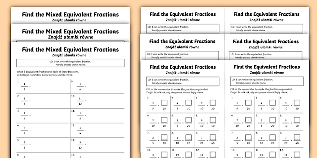 Find Equivalent Fractions Differentiated Worksheet / Worksheets English ...