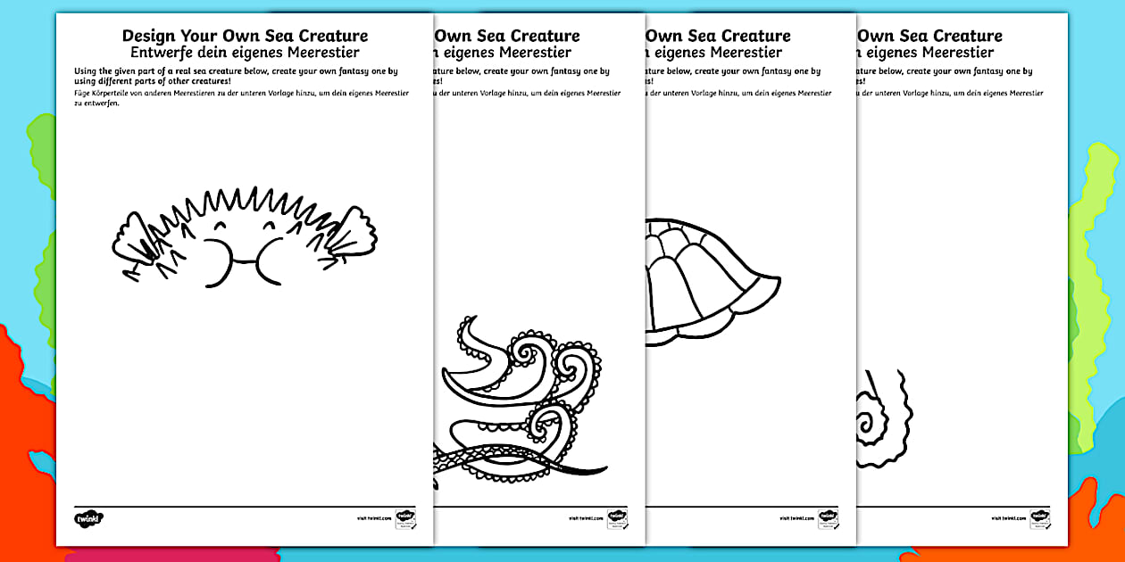 Editable Under the Sea Design Your Own Sea Creature Worksheets English ...