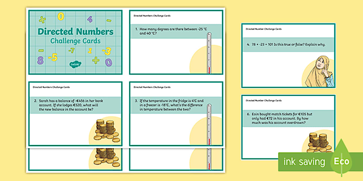 Directed Numbers Challenge Cards (teacher made) - Twinkl