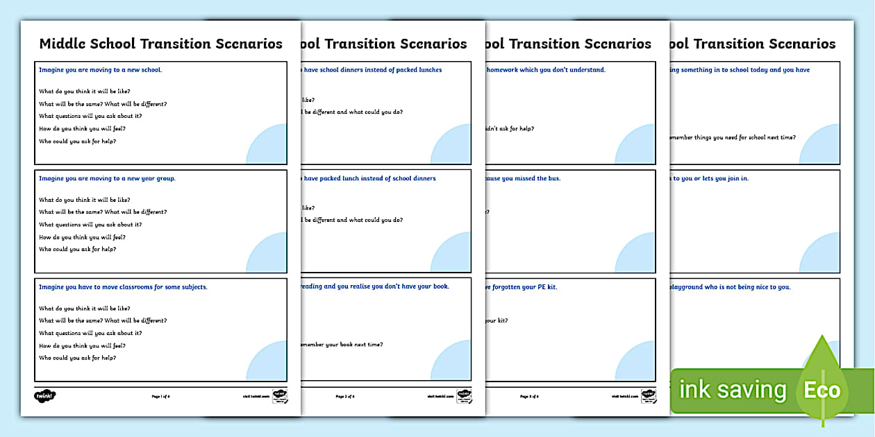 Middle School Transition Scenarios (teacher made) - Twinkl