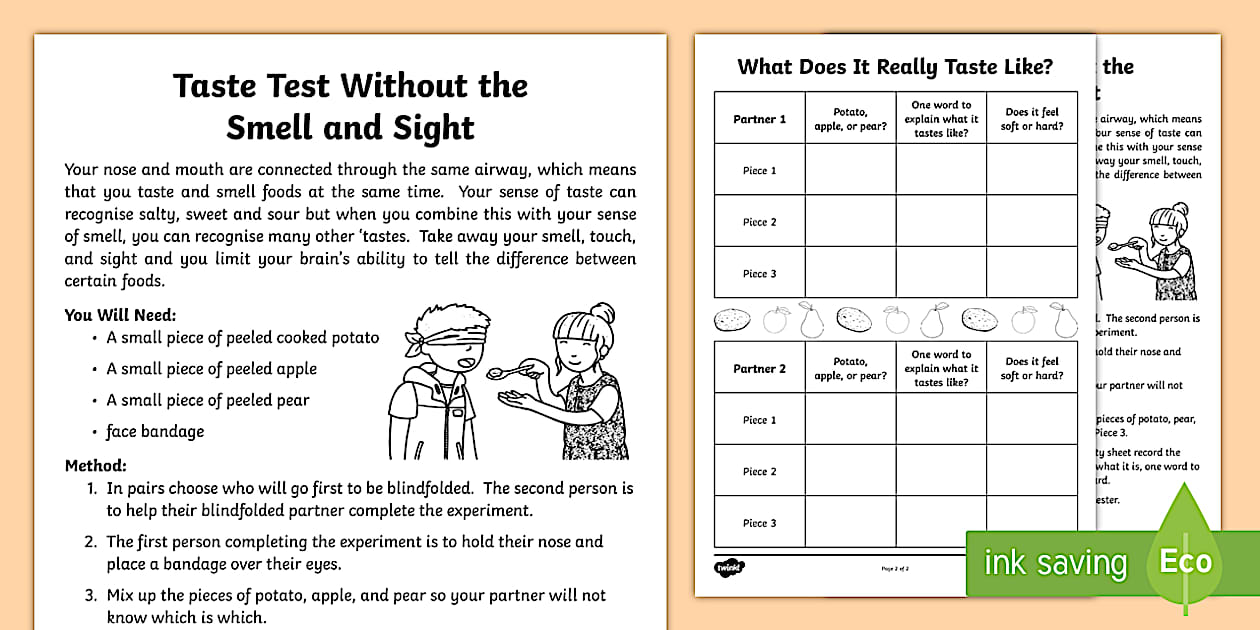Taste Test Without The Smell and Sight Science Experiment