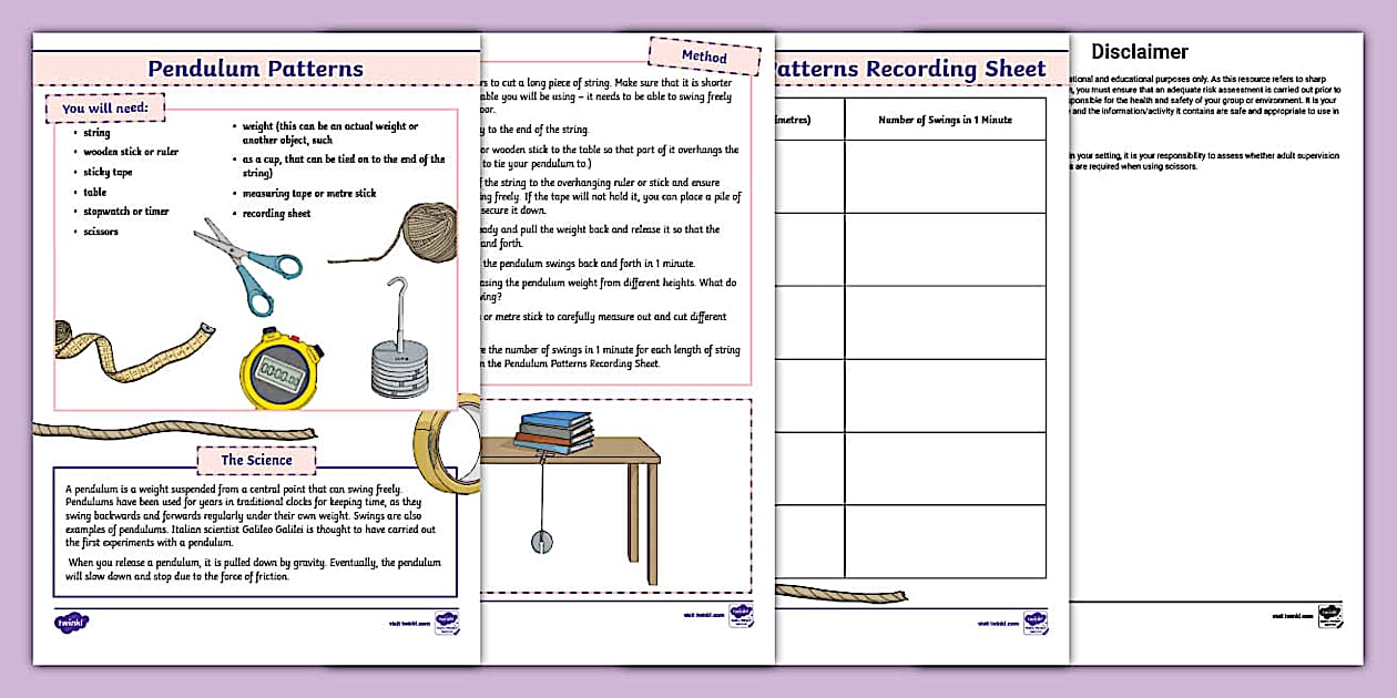 Pendulum Science Experiment - KS2 (professor feito) - Twinkl