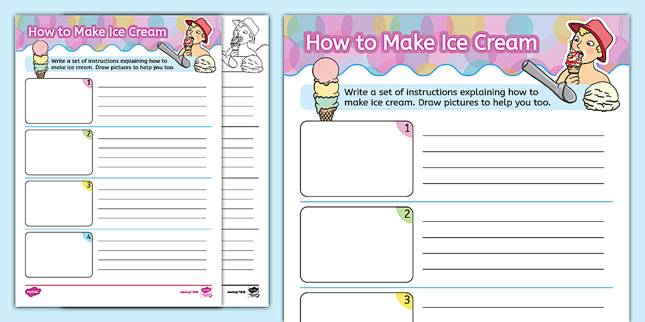 How to Make Ice Cream Instruction Writing Template - Twinkl