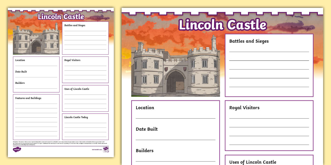 Lincoln Castle Fact File Template (teacher made) - Twinkl