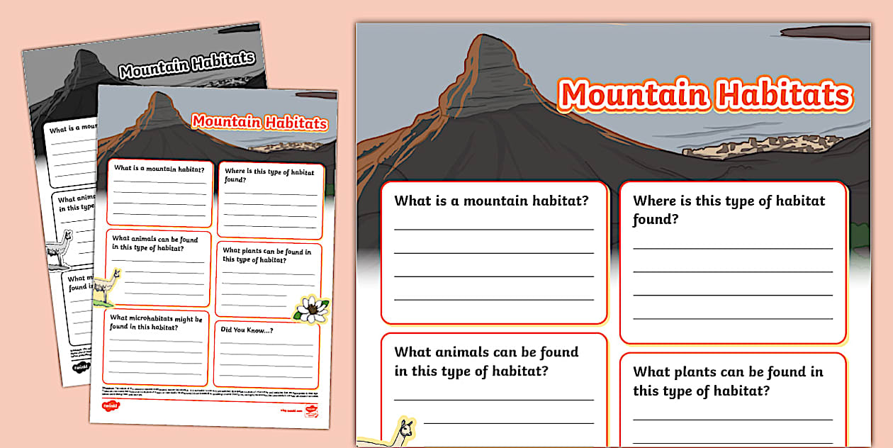 KS1 Mountain Habitats Fact File Template - Twinkl