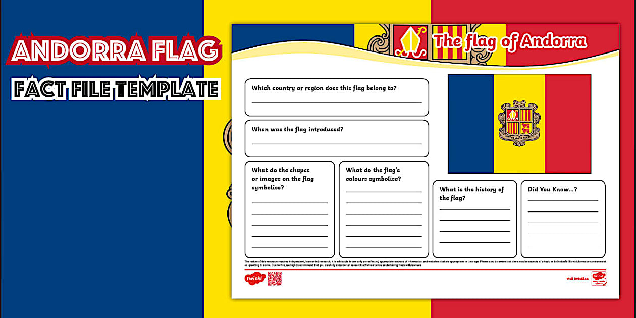 Andorra Flag Fact File Template - Twinkl