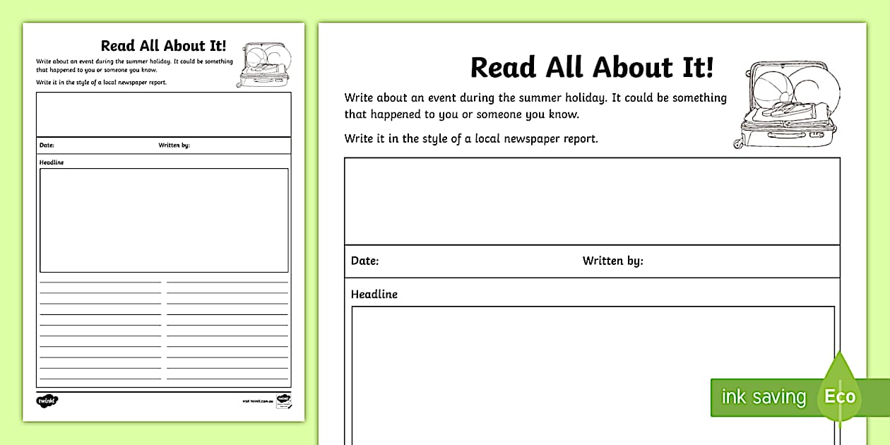 Read All about It! Worksheet (teacher made) - Twinkl