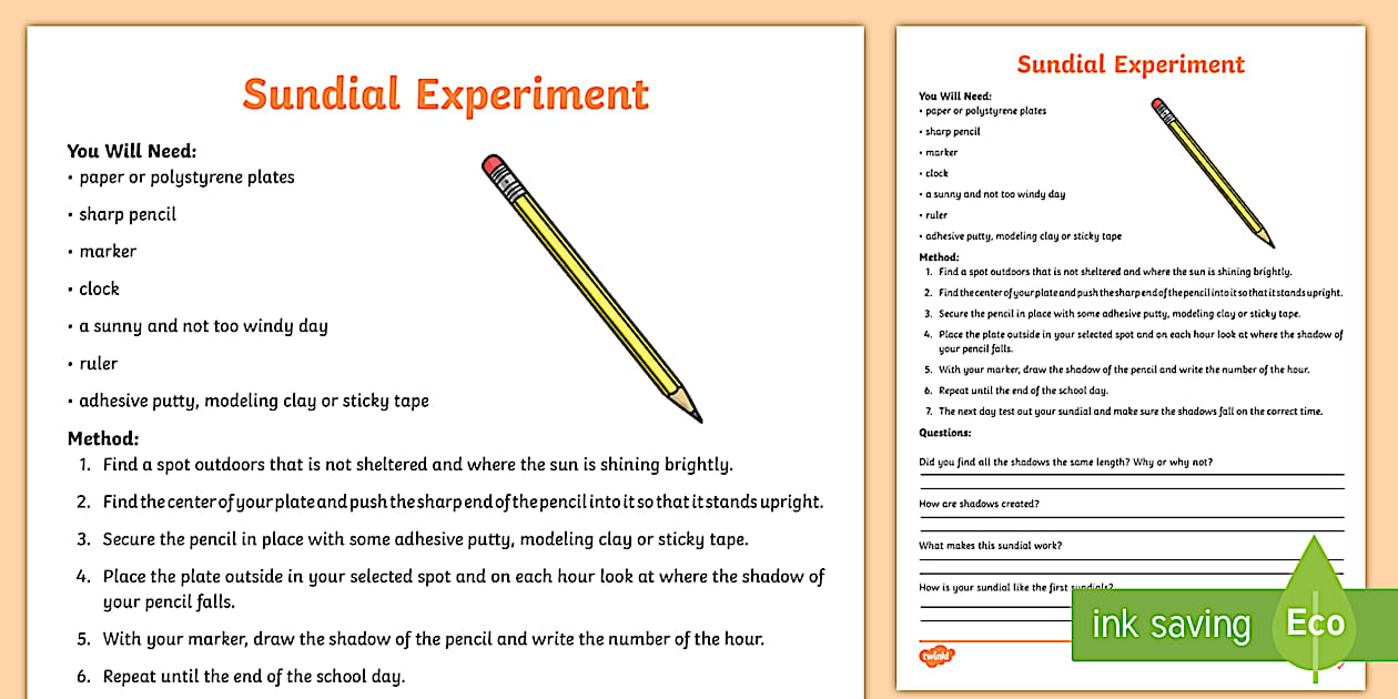 Sundial Science Activity (teacher made) - Twinkl