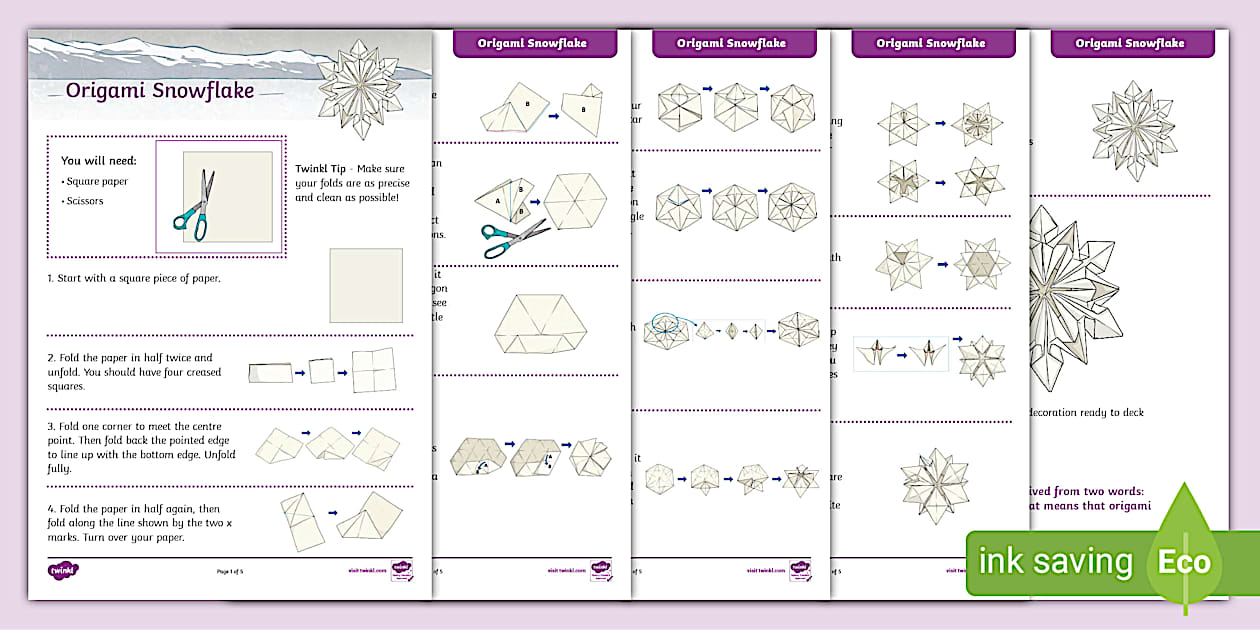 Origami Snowflake Craft Activity | Twinkl | KS1 | Origami