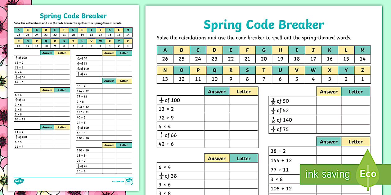 Spring Code Breaker | Twinkl Teacher-Made Resources - Twinkl
