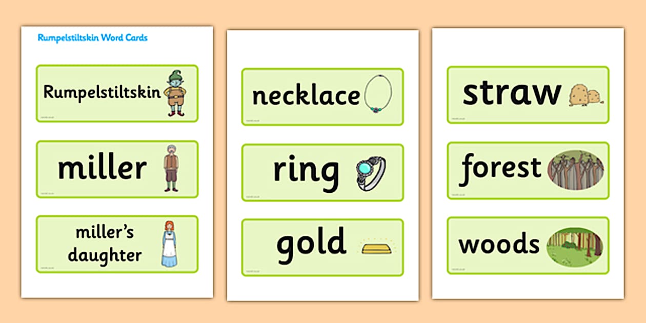 Rumpelstiltskin Word Cards (teacher made) - Twinkl