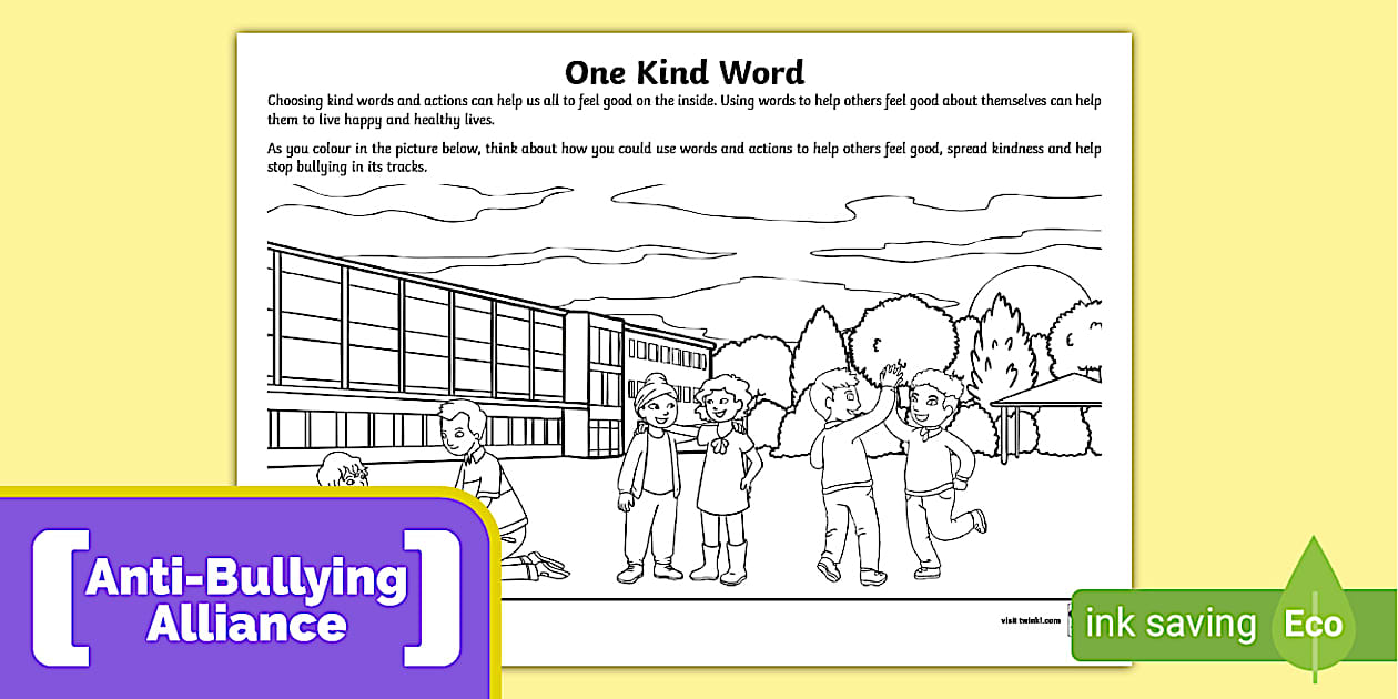FREE! - Anti-Bullying Week One Kind Word Mindfulness Colouring