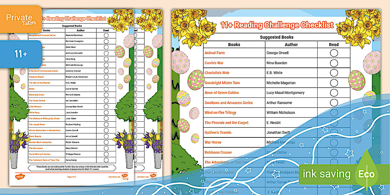 11+ Spring Reading List (Teacher-Made) - Twinkl