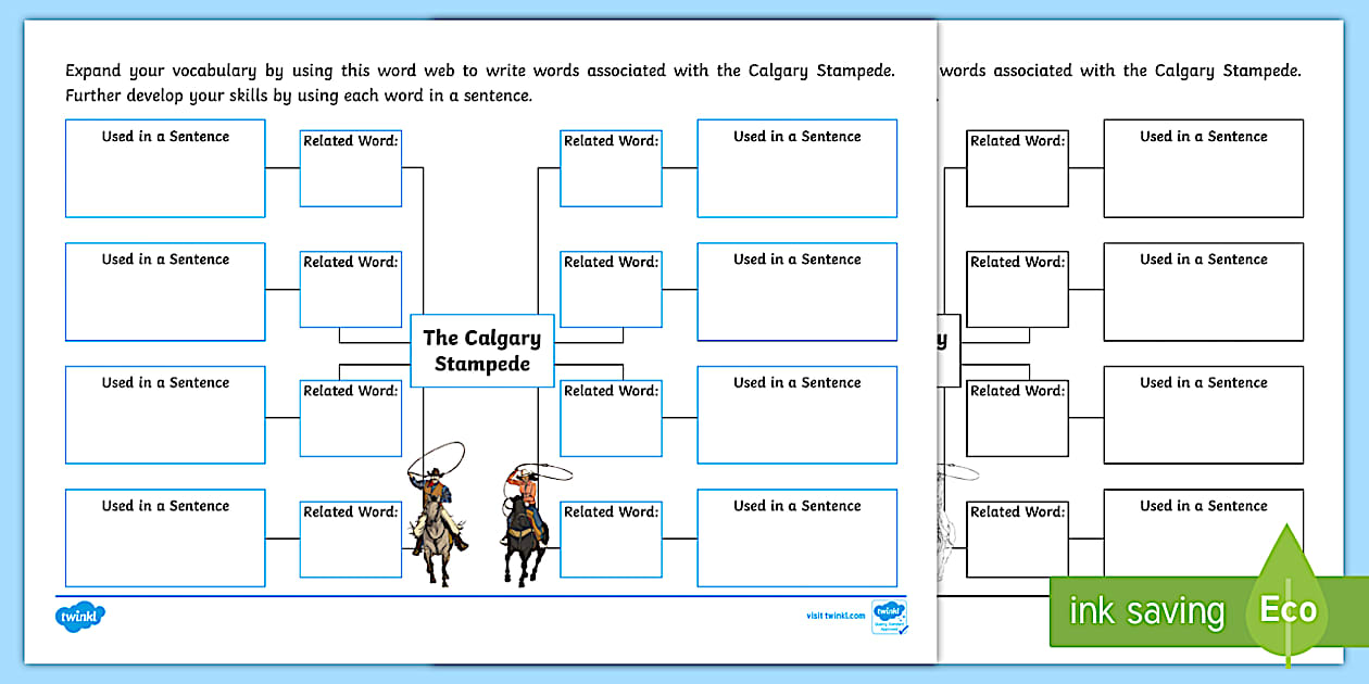Black and White Calgary Stampede Word Web Worksheet - Twinkl