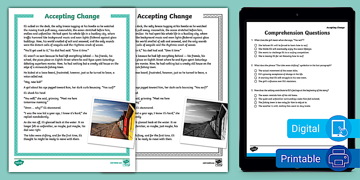 Seventh Gr Accepting Change Reading Passage Comprehension