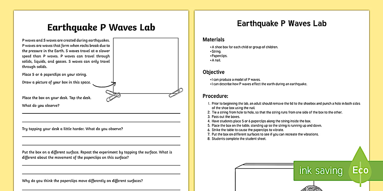 Earthquake P Waves Lab Science Experiment for 3rd-5th Grade