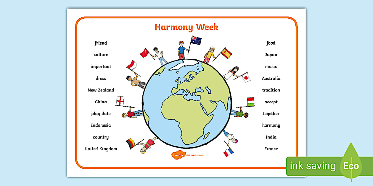 NSW Harmony Week Word Mat (teacher made) - Twinkl