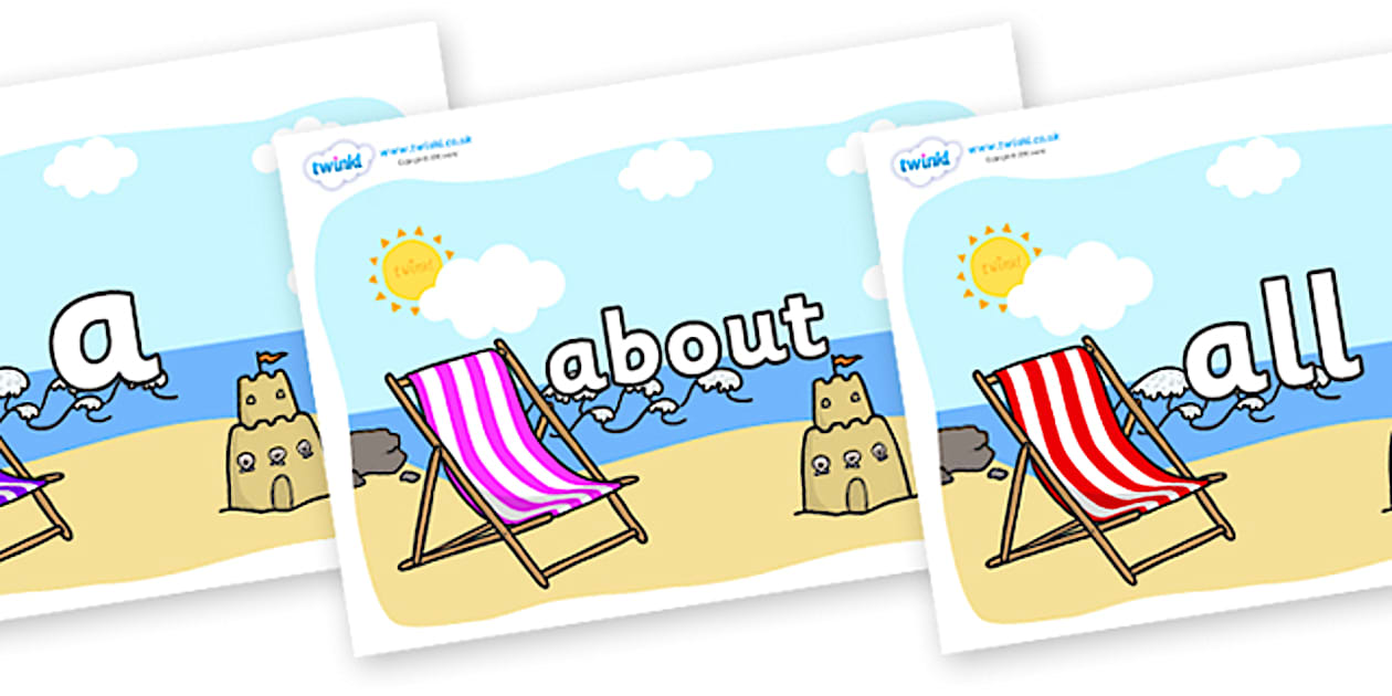 Cursive 100 High Frequency Words on Seasides (teacher made)