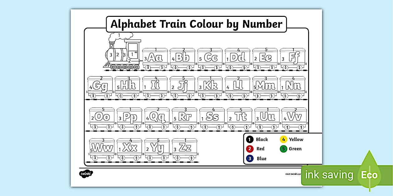 Alphabet Train Colour by Number (teacher made) - Twinkl