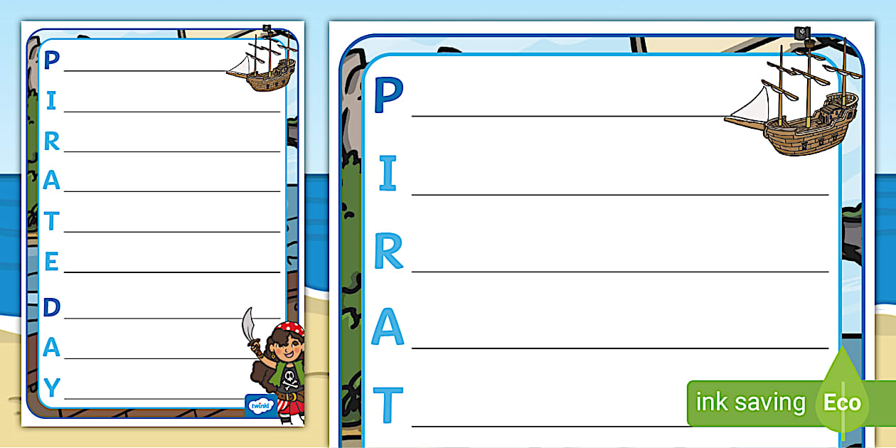 Pirate Day Song - Talk Like a Pirate Day Acrostic Worksheet