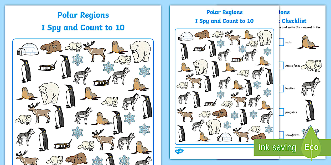 Polar Regions I Spy and Count Activity to 10 - Twinkl
