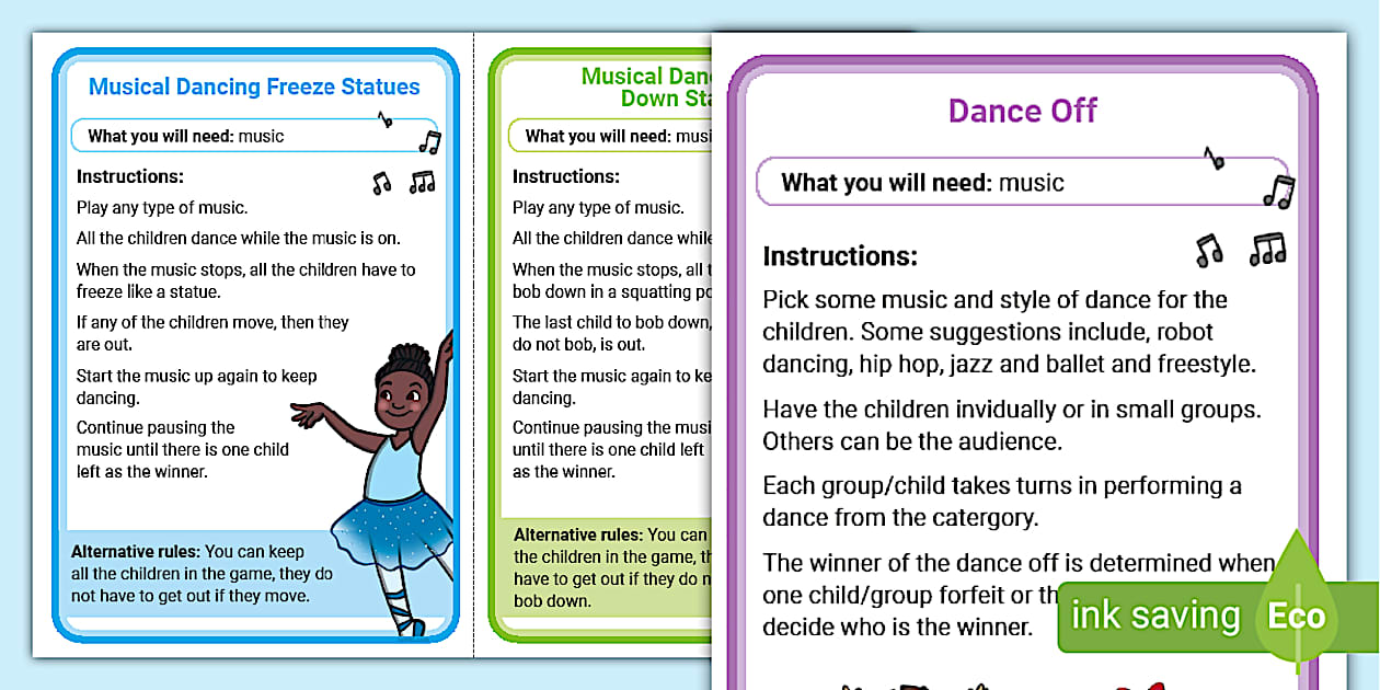 Musical Dancing Games Instructions (teacher made) - Twinkl