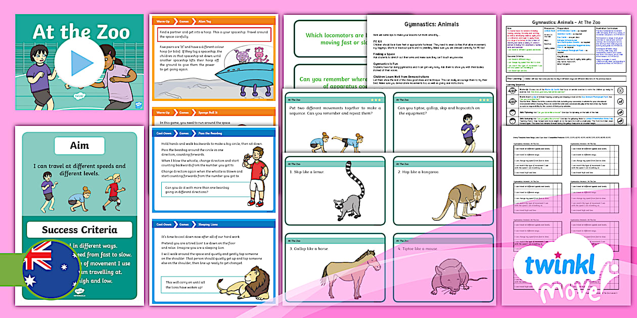 Move PE Year 1 Gymnastics: Animals Lesson 3: At The Zoo Lesson Pack